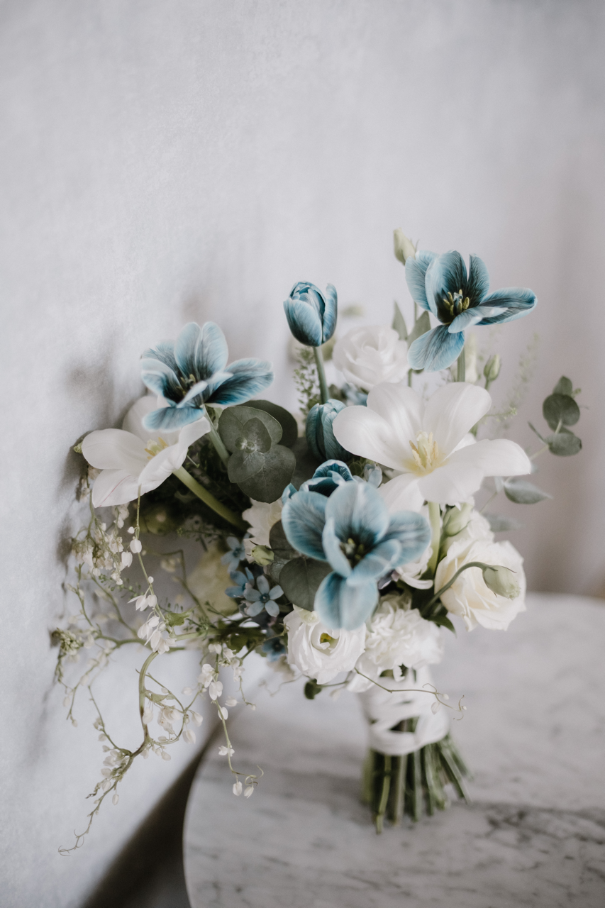 Blue White Posy Bouquet - Baleton Flowerchef